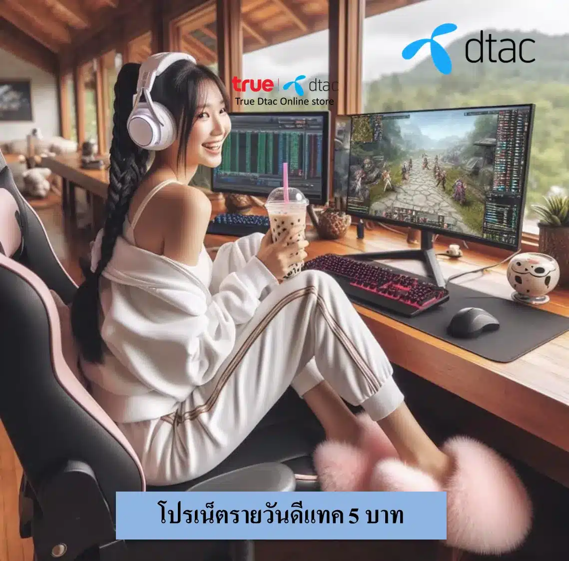 เน็ตรายวันดีแทค 5 บาท ไม่ลดความเร็ว เน็ตแรงกว่าเดิม สมัครคลิก!